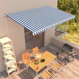 Einziehbare Markise Sonnenmarkise Sonnenschutz Terrasse Balkon Auvent Handbetrieben 500 x 300 cm Blau und Weiß RGDCH486411 MAISONCHIC