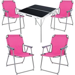 Mojawo 5-teiliges Campingmöbel Set schwarz 80x80x70cm Pink-MMC330883B+4xMPO2600PI
