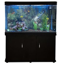 MONSTER SHOP MonsterShop Aquarium Starter Komplettset Aquarium mit passendem Unterschrank inkl. Kies Aquarium-Hintergrund 143.5cm h x 120.5cm b x 39cm t - Naturell