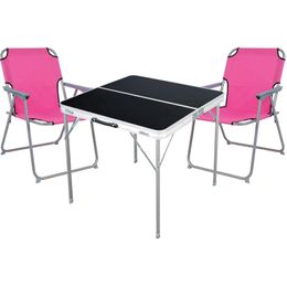Mojawo 3-teiliges Campingmöbel Set schwarz 80x80x70cm Pink-MMC330883B+2xMPO2600PI