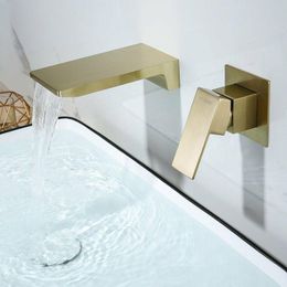 KROOS® Kroos ® - Wand-Waschtischmischer Wasserfall Golden gebürstet - Thilia