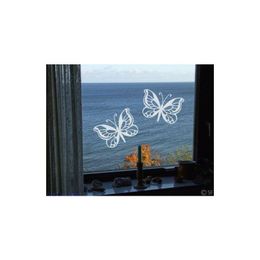 MICASIA Fensterfolie - Fenstertattoo - Fensterdeko - No.SF869 Schmetterlingsduo - Fensterbilder Frühling Farbe: Offshore Blue Größe: 22cm x 60cm