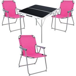 Mojawo 4-teiliges Campingmöbel Set schwarz 80x80x70cm Pink-MMC330883B+3xMPO2600PI