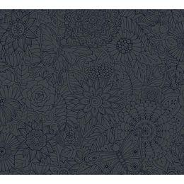 Ethno Tapete Profhome 358162 Vliestapete glatt im Ethno-Stil matt schwarz metallic 5,33 m2 - schwarz