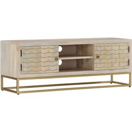 TV-Schrank, TV-Lowboard, TV Möbel, Fernsehschrank Moderner Stil 110x30x40 cm Gebleichtes Massivholz Mango NMKS98823 MAISONCHIC