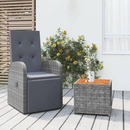 2-tlg. Garten-Lounge-Set Gartenmöbel-Set Terrassen-Sitzgruppe Grau Poly Rattan & Massivholz Akazie ZDEH43648 MAISONCHIC