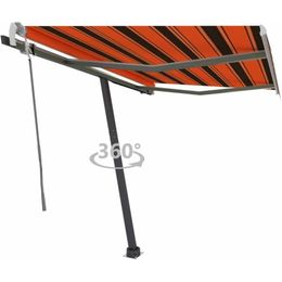 StandMarkise Einziehbar,Windfest Sonnenmarkise Handbetrieben 300x250 cm Orange/Braun vidaXL