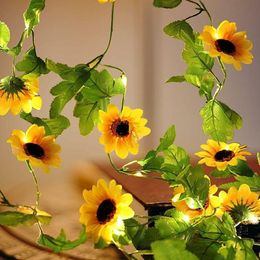 Minkurow - Sonnenblumen-Lichterkette, warmweiße led für den Innen- und Außenbereich, 20 kleine LED-Lichter, realistische hängende