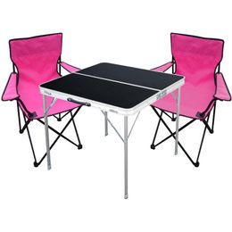 Mojawo 3-teiliges Campingmöbel Set schwarz - pink-MMC330883B+2xMPO2471