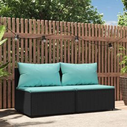 MAISONCHIC - 2 Stk. Garten-Mittelsofas mit Kissen,Gartensofa, Loungesofa,Gartenbank Schwarz Poly Rattan VMEC618872