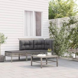 MAISONCHIC - 3-tlg. Garten-Lounge-Set, Gartenmöbel, Sitzgruppe Gartenset mit Kissen Grau Poly Rattan LLOAQ304711