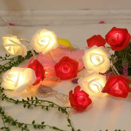 Minkurow - Rose Lichterkette 3m 20 LEDs Batteriebetriebene Rose Blume Warmweiß Rosenlichterkette Romantische Hausgarten Dekoration für Hochzeit Party