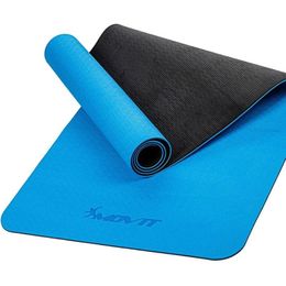 Movit® Yogamatte - 190x100cm, 6mm, Rutschfest, Faltbar, Hautfreundlich, Phthalatfrei, Schadstofffrei, mit Tragegurt, TPE, Hellblau - Gymnastikmatte,