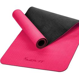 Movit® Yogamatte - 190x100cm, 6mm, Rutschfest, Faltbar, Hautfreundlich, Phthalatfrei, Schadstofffrei, mit Tragegurt, TPE, Pink - Gymnastikmatte,