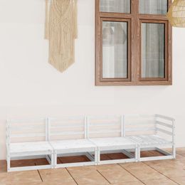 4-Sitzer-Gartensofa Weiß Kiefer Massivholz vidaXL304505