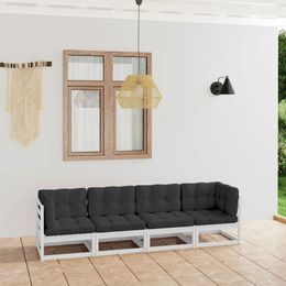 4-Sitzer-Gartensofa,Lounge-Sofa mit Kissen Kiefer Massivholz vidaXL