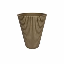Gardeness - Runde Vase Outdoor -Kegelfasergarten mit vertikalen Streifen 30x30x25 cm Arnica dekoriert - Tan - Tan