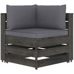 Modulares Ecksofa mit Kissen Grau Imprägniertes Holz vidaXL618285