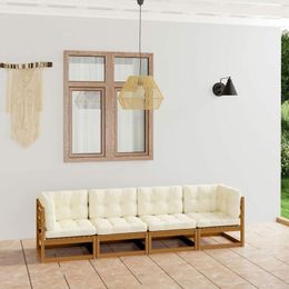 4-Sitzer-Gartensofa,Lounge-Sofa mit Kissen Kiefer Massivholz vidaXL
