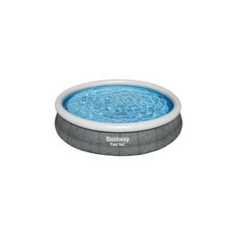 Bestway - Pool selbsttragend rund 366 x 76 cm - 1249 l - Rattanmuster - Fast Set - 57443 - Gris