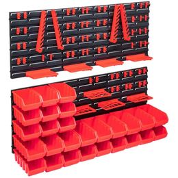 103-tlg. Werkzeugwand mit Sichtlagerkästen Rot und Schwarz vidaXL58923
