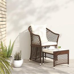 2-tlg. Garten-Lounge-Set Gartenmöbel-Set Terrassen-Sitzgruppe mit Kissen Braun Poly Rattan ZDEH14261 MAISONCHIC