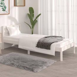 MAISONCHIC Massivholzbett Einzelbett Bett für Schlafzimmer Kiefer 75x190 cm Weiß 2FT6 Small Single DE62089