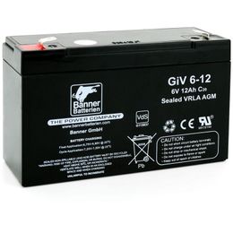 Batterie Stand by Bull 6 Volt 12Ah Typ GiV 06-12 Akku Notstrombatterie Brandmeldeanlage Alarmanlage - Banner