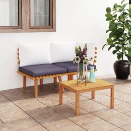 2-tlg. Garten-Lounge-Set Gartenmöbel-Set Terrassen-Sitzgruppe mit Kissen Massivholz Akazie ZDEH53192 MAISONCHIC