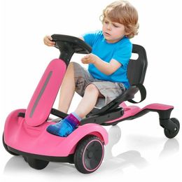 Kinder Driftkart, Gokart mit 2-Fach verstellbarem Sitz & Driftfunktion bis 4,8 km/h, Elektroauto mit Sicherheitsgurt, Hupe & Motorengeräuschen für