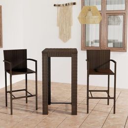 Bonnevie - 3-tlg. Garten-Bar-Set,Bartisch-Set mit Armlehnen Poly Rattan Braun vidaXL