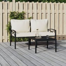 MAISONCHIC Relax-Sessel,Gartenmöbel,Gartenstühle mit Sandfarbigen Kissen 2 Stk. 62x75x79 cm Stahl -48337 - Schwarz