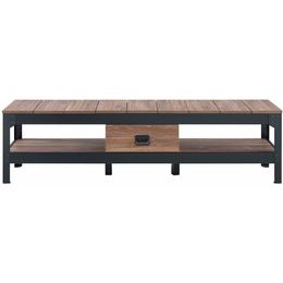 CALICOSY - TV-Möbel Farbe Alt-Eiche mit 2 Ablagen und 1 Schublade - L151 cm - Holz