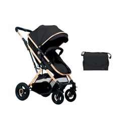 Kikkaboo Kinderwagen Scarlett 2 in 1 umbaubar, Fußabdeckung, Wickeltasche, Korb schwarz