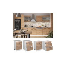 VICCO Schubladenunterschrank Küchenschrank Küchenzeile R-Line 60 cm Weiß Sonoma Schublade Arbeitsplatte