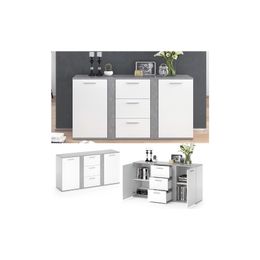 VICCO Sideboard Novelli Highboard Kommode Anrichte Schrank 2 Türen Weiß Beton