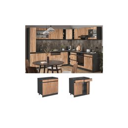 VICCO Schubunterschrank Küchenschrank Küchenmöbel R-Line J-Shape Anthrazit Eiche 80 cm modern