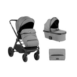 Kikkaboo Kinderwagen Tiffany 2 in 1 Babywanne, Sportsitz, Wickeltasche, PU-Räder hellgrau