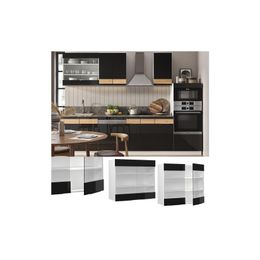 VICCO Glashängeschrank Küchenschrank Küchenmöbel Fame-Line Weiß Schwarz 80 cm modern Hochglanz