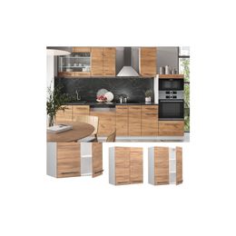 VICCO Hängeschrank Küchenschrank Küchenmöbel Fame-Line Weiß Eiche modern 60 cm Küche Einbauküche Hängeschrank Drehtür Einlegeboden Küchenzeile