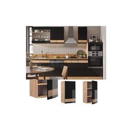 VICCO Hängeschrank Küchenschrank Küchenmöbel Fame-Line Eiche Schwarz 40 cm modern Hochglanz