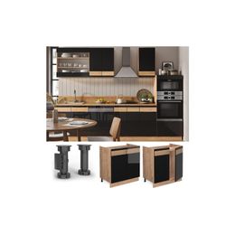 VICCO Spülenunterschrank Küchenschrank Küchenmöbel Fame-Line Eiche Schwarz 80 cm modern Hochglanz