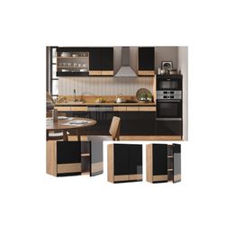 VICCO Hängeschrank Küchenschrank Küchenmöbel Fame-Line Eiche Schwarz 60 cm modern Hochglanz