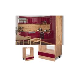 VICCO Herdumbauschrank Küchenschrank Küchenzeile R-Line 60 cm Goldkraft Bordeaux