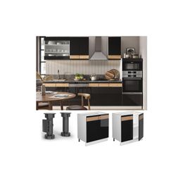 VICCO Unterschrank Küchenschrank Küchenmöbel Fame-Line Weiß Schwarz Eiche 80 cm modern Hochglanz