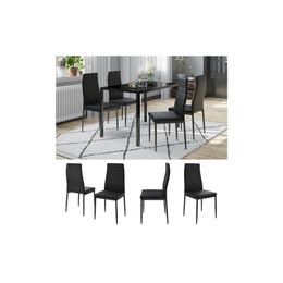 VICCO Esszimmerstuhl "Grand Metall" Schwarz, 42,5 x 96 x 48 cm, 4-teilig, Hochlehner, modern
