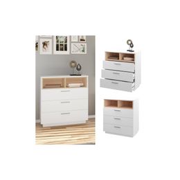 VICCO Kommode Highboard Anrichte Beatrice Weiß 3 Schubladen Sideboard Regal