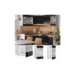 VICCO Glashängeschrank Küchenschrank Küchenmöbel Fame-Line Weiß Schwarz 40 cm modern Hochglanz