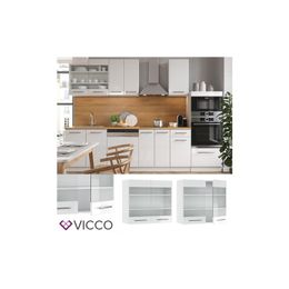 VICCO Hängeglasschrank 80 cm Weiß Küchenzeile Unterschrank Fame