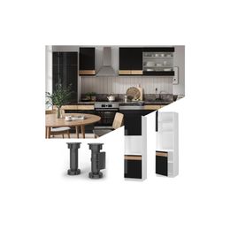 VICCO Herdhochschrank Küchenschrank Küchenmöbel Fame-Line Weiß Schwarz Eiche 60 cm modern Hochglanz